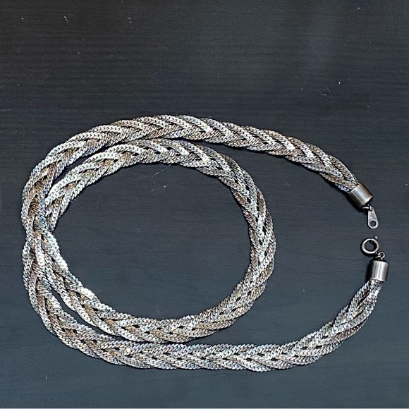 Vintage | Jewelry | Vintage Braided Snake Chain Dark Silvertone 24 ...